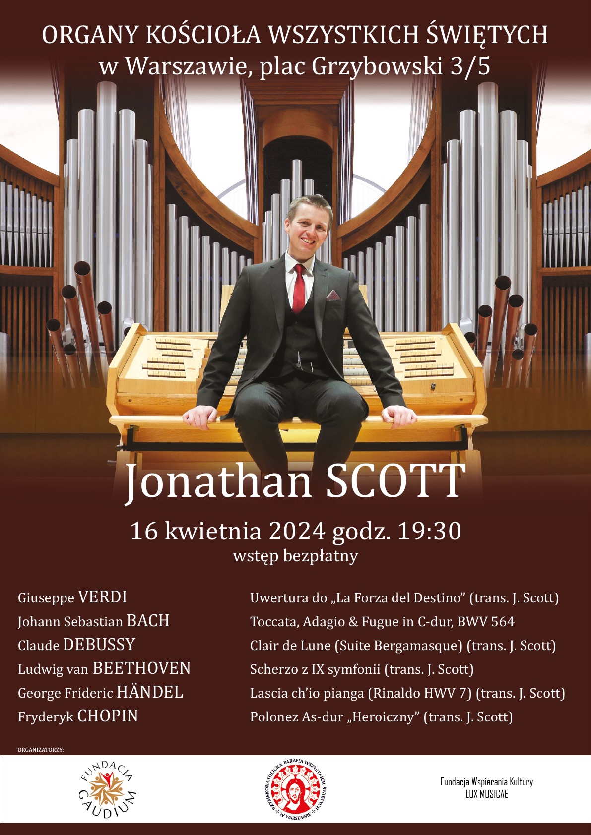 Koncert organowy, Jonathan Scott – 16 kwietnia 19:30 – Parafia ...